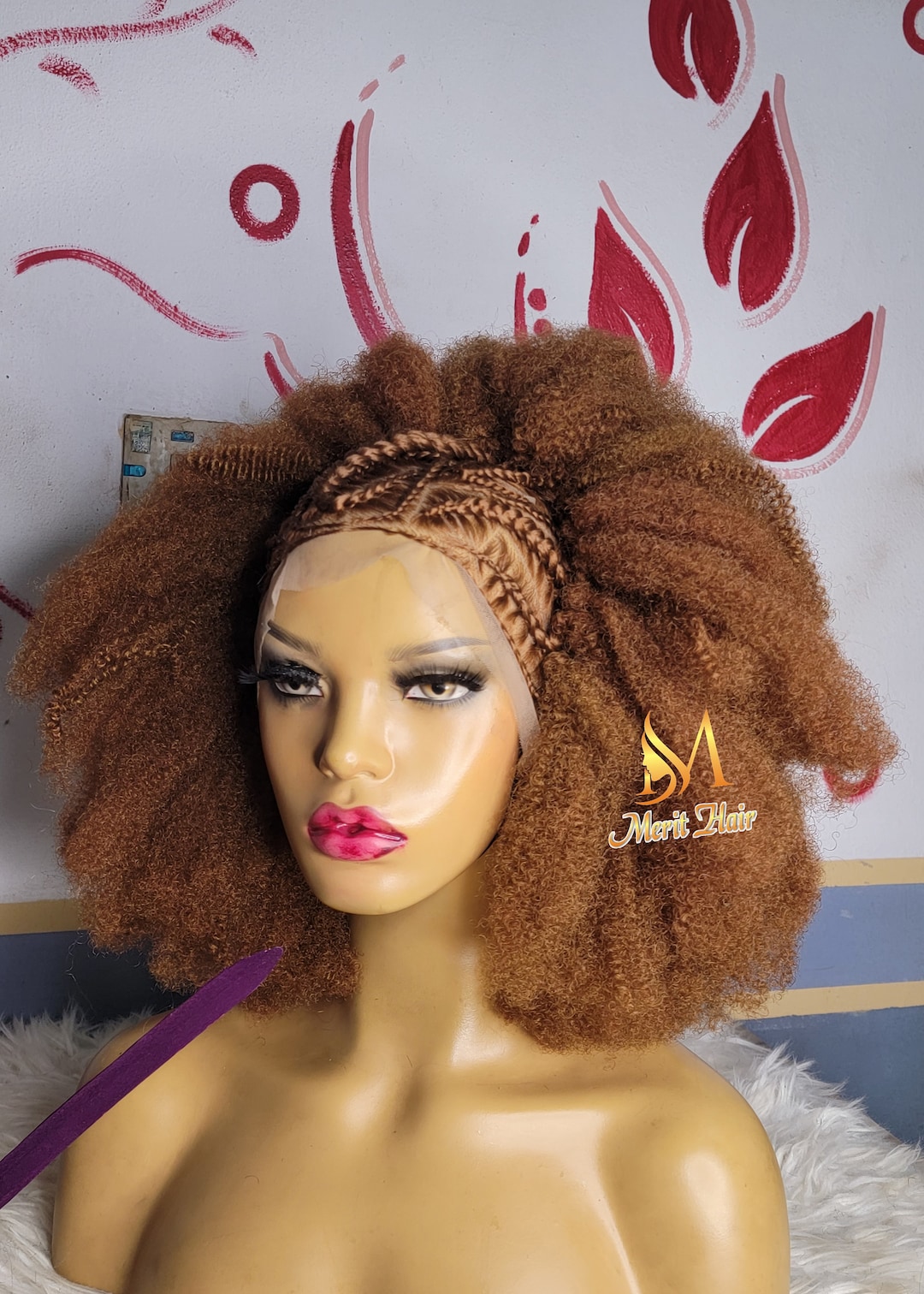 Fulllace Kinky Afro Braided Wig Lace Front Wig Cornrow Wig Faux Locs