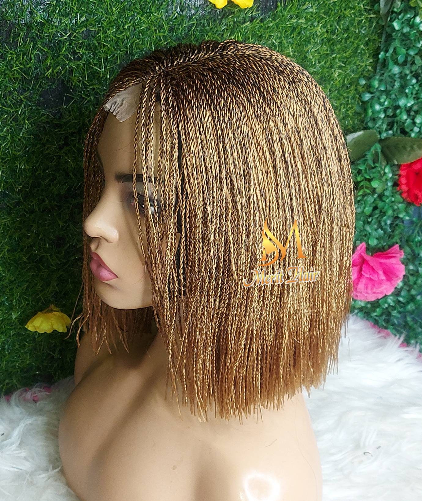 Bob Micro Twists Braided Wigcornrow Wigs Lace Front Wigs Faux | Etsy