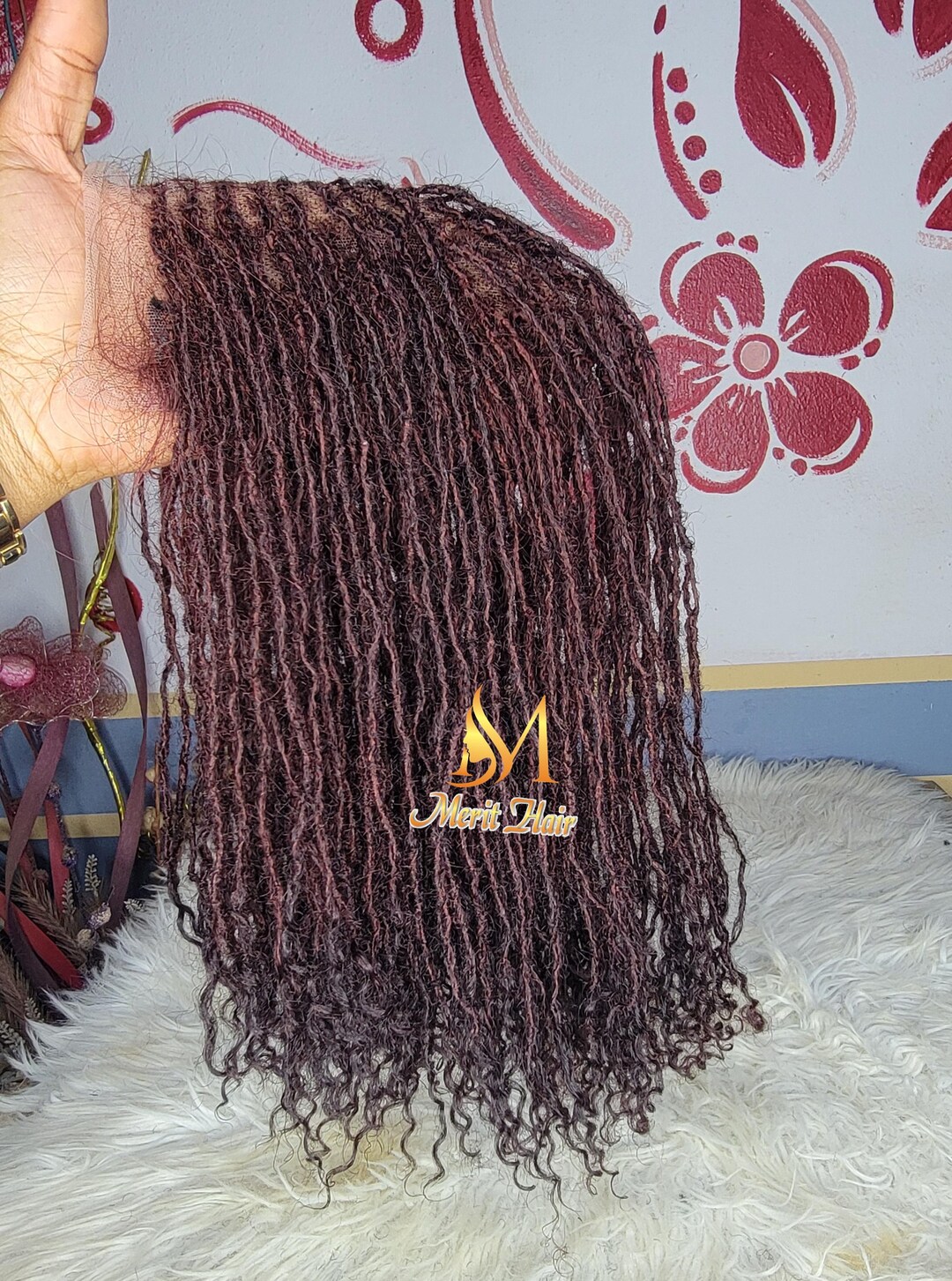 10 Inches Human Hair Sister Locs Topper.clip on .full Density 6*6 Lace ...