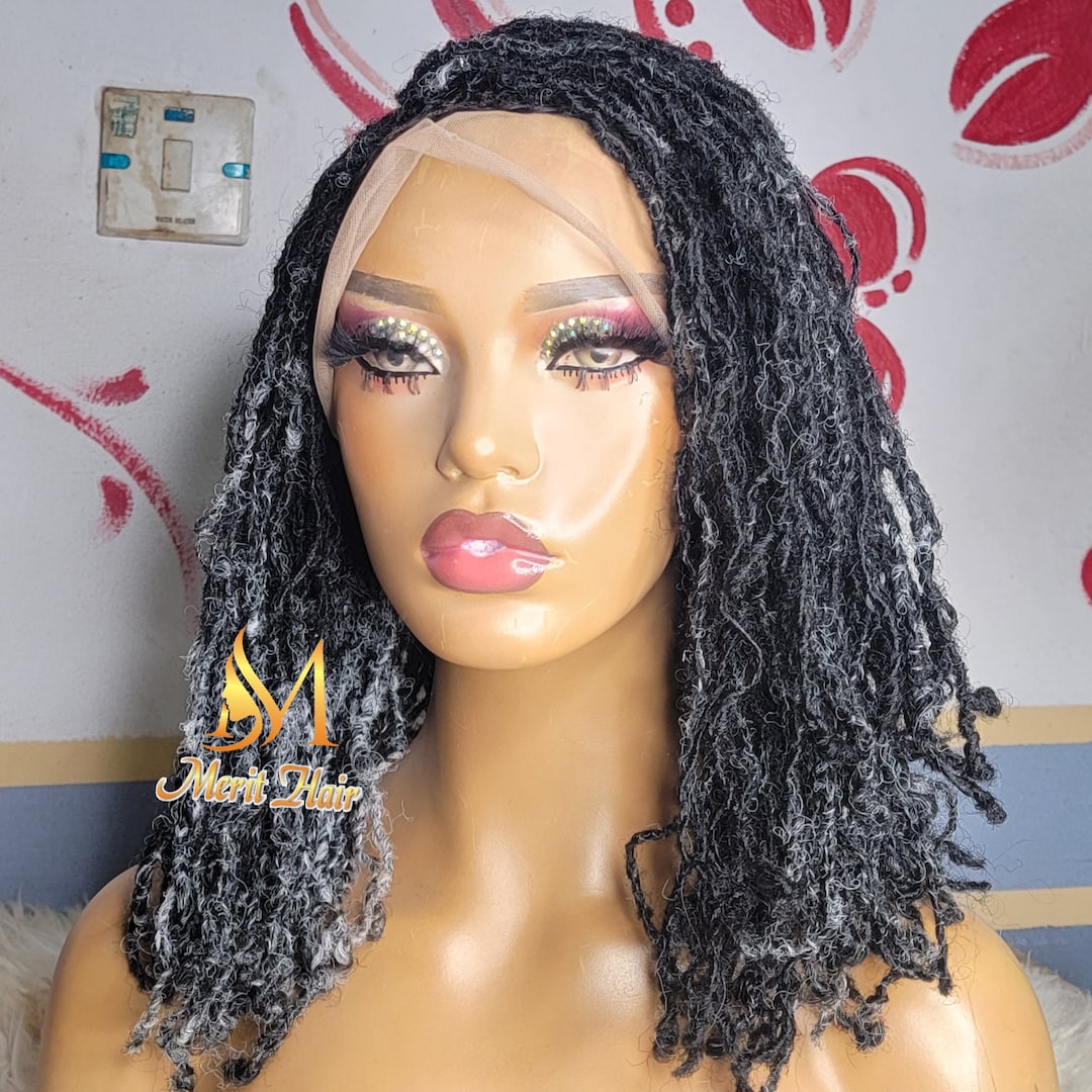 Full Lace Bob Salt and Pepper Sisterlocks Wig,fauxlocs Wig,braided Wig ...