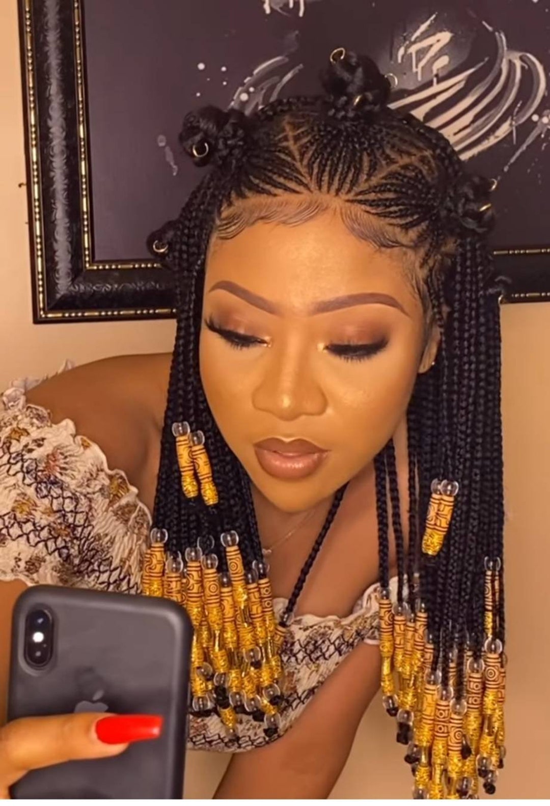 Braided Wig With Knots Cornrow Wig Box Braided Wig Passion Twists Wig ...