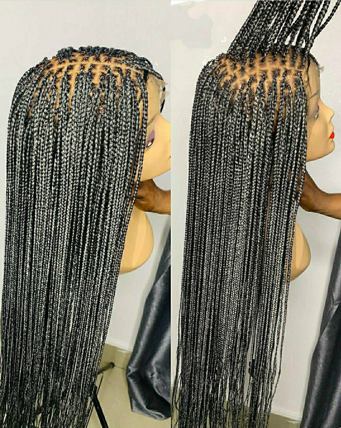 Gray Braided Wig box Braided Wig Lace Wigs Cornrow Wigs - Etsy