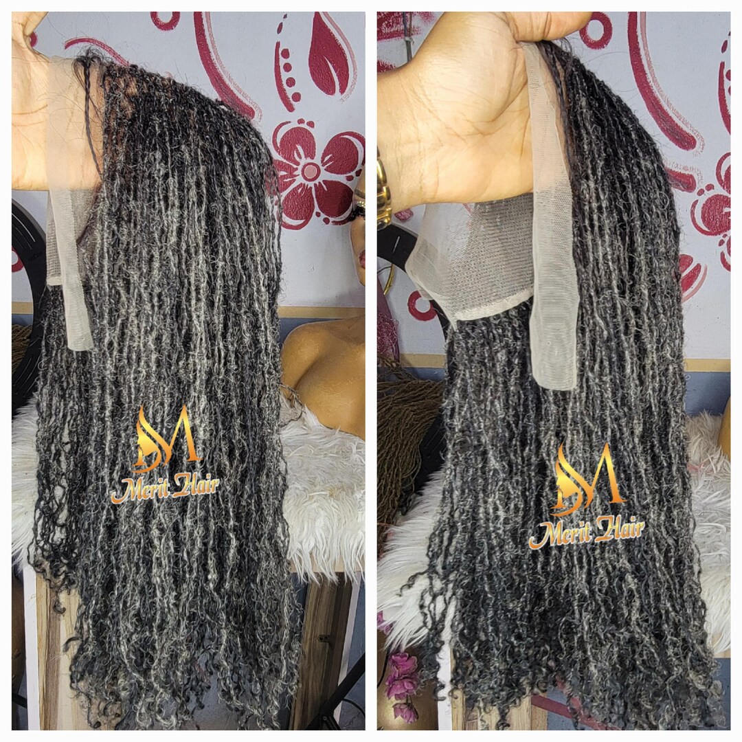 16 Inches Human Hair Sister Locks,salt and Pepper Frontlace. Full ...