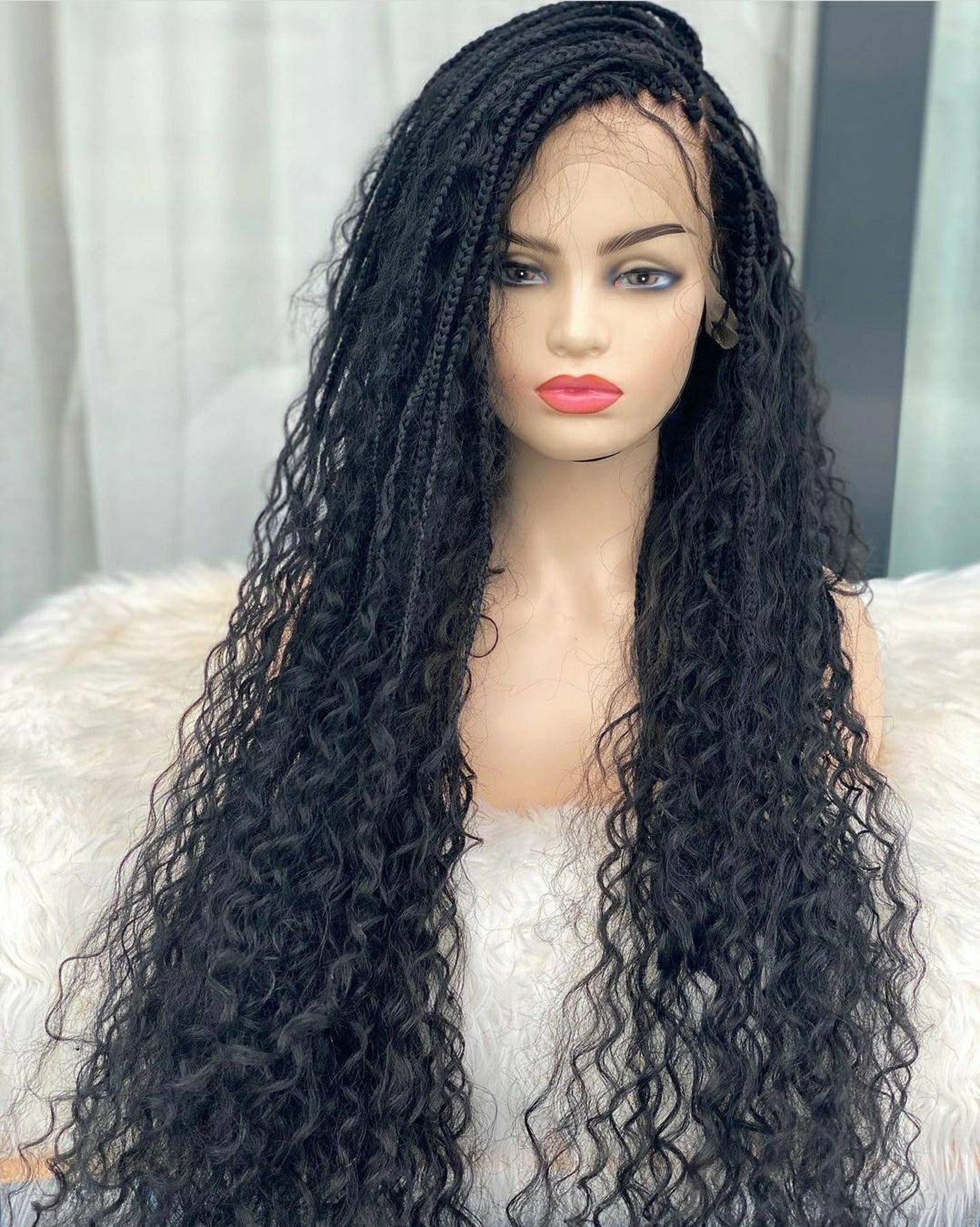 Braided Wigfull Lace Bohemian Box Braided Wig Box Braided Wig - Etsy