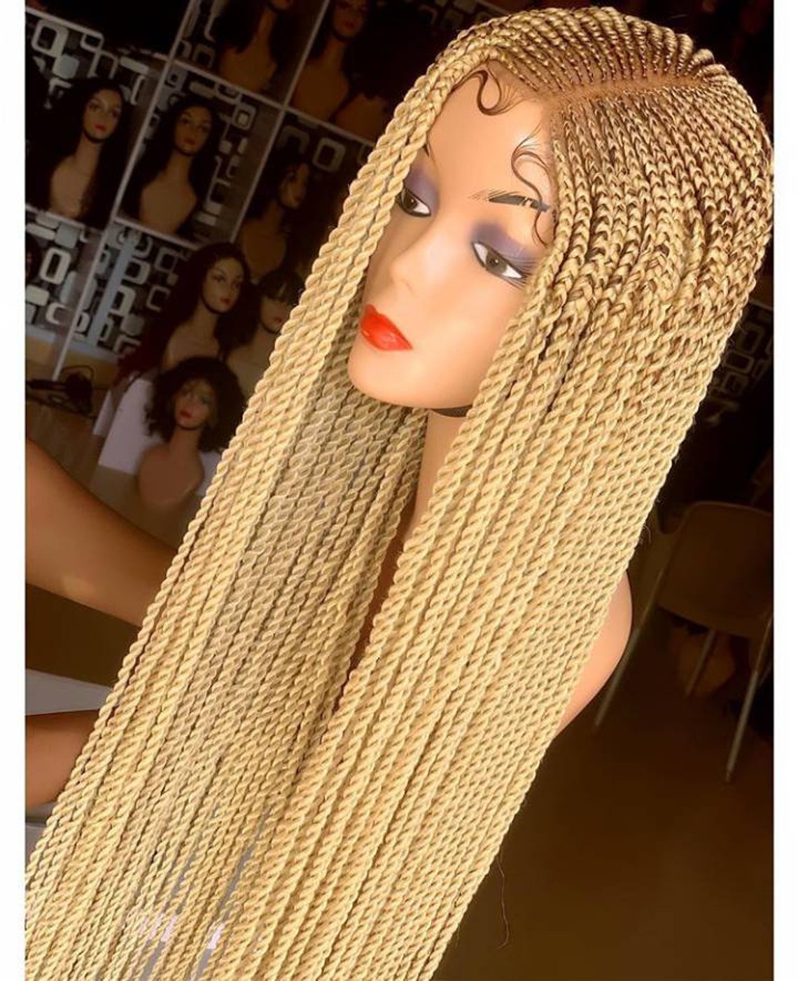 Twists Braided Wigcornrow Wigs Blonde Wigs Lace Front Wigs - Etsy