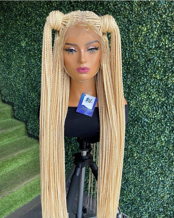 Full Lace Blonde Braided Wig Box Braided Wigombre Box Etsy