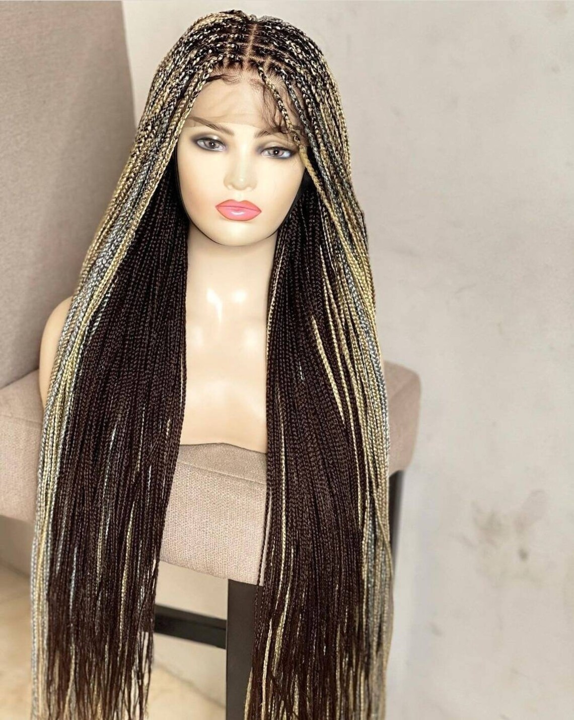 Braided wig. Box braided wigbohemian box braided wig wigs for | Etsy