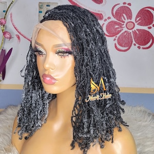 Full Lace Bob Salt and Pepper Sisterlocks Wig,fauxlocs Wig,braided Wig ...