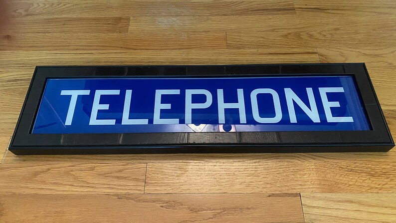 Antique Glass Telephone Booth Sign Framed | Etsy