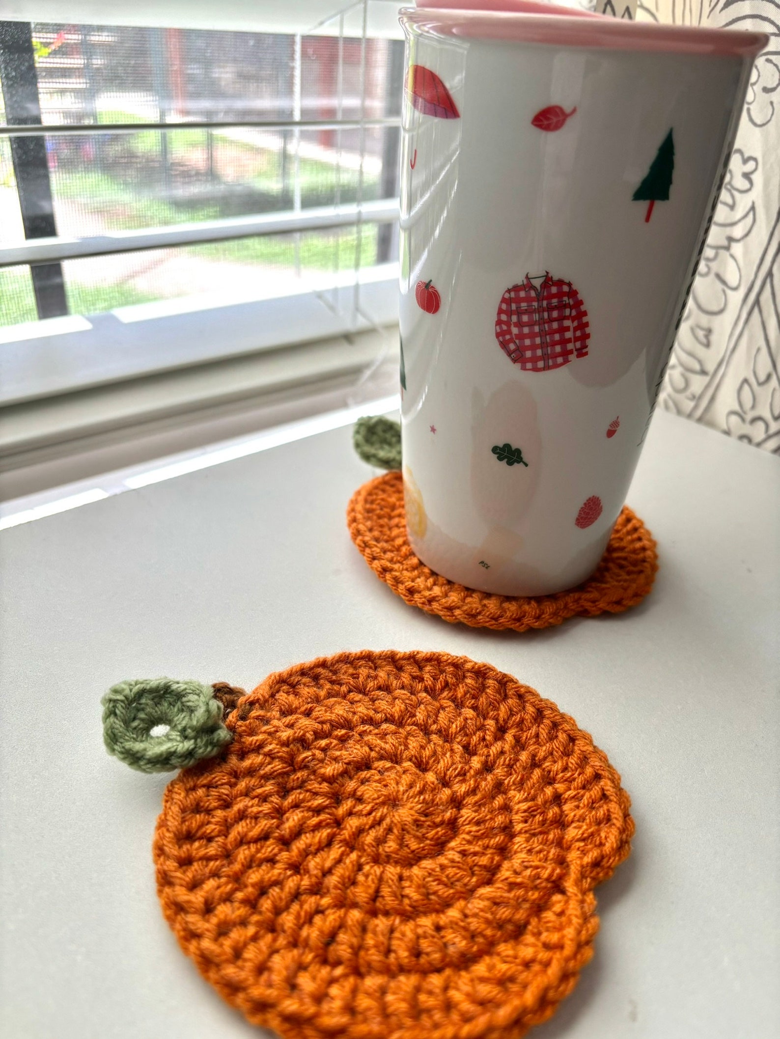 Crochet Pumpkin Coasters | Handmade Gift , Fall Coasters , Crochet ...