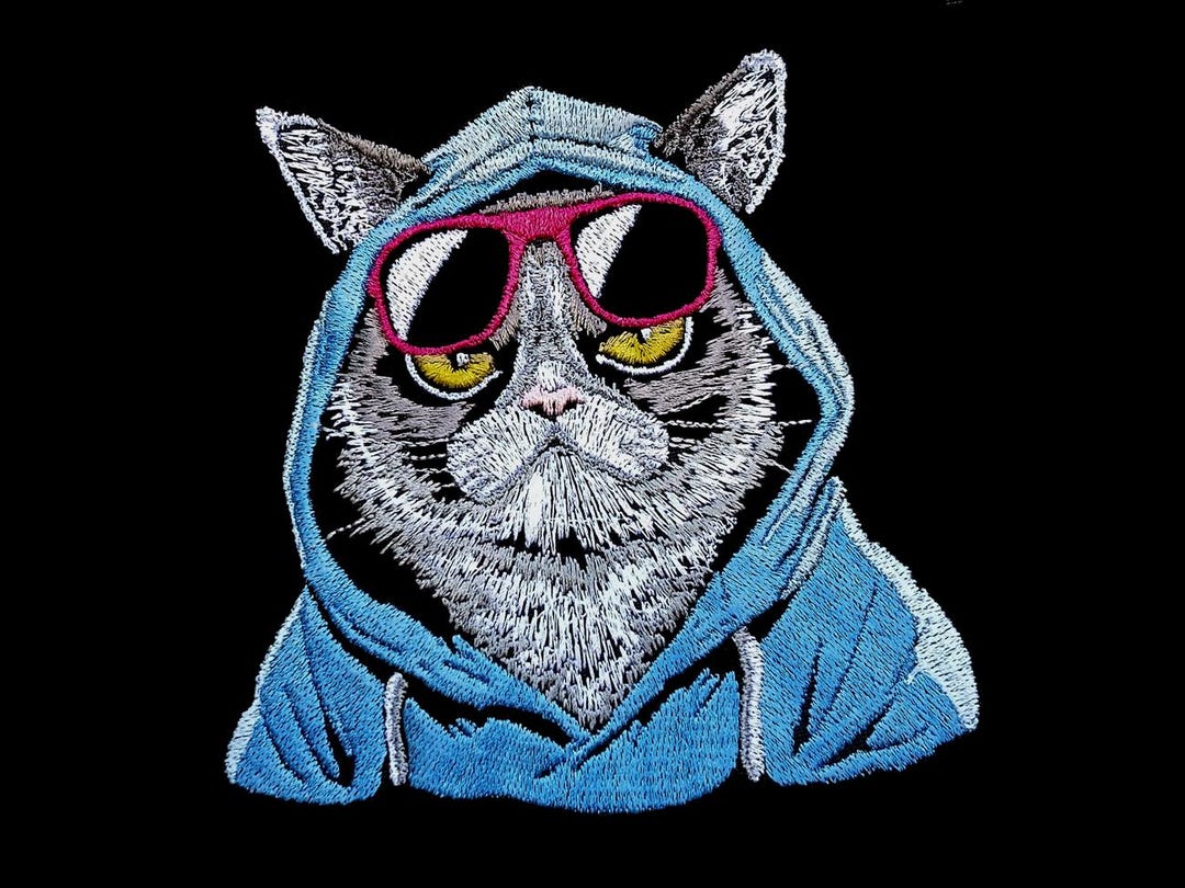 Machine Embroidery File - Grumpy Cat Cool Color Light Effect 12-14 X 18 ...