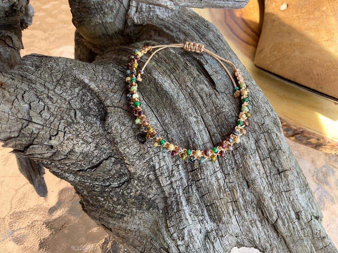 Hand Tied Macrame Picasso Glass Seed Bead Bracelet - Etsy
