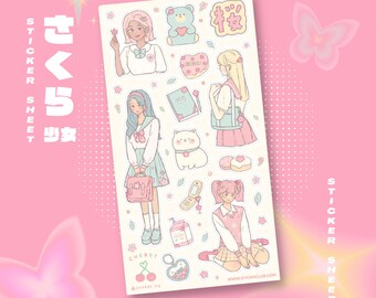 Sakura Sparkles Glossy Vinyl Sticker Sheet - Etsy