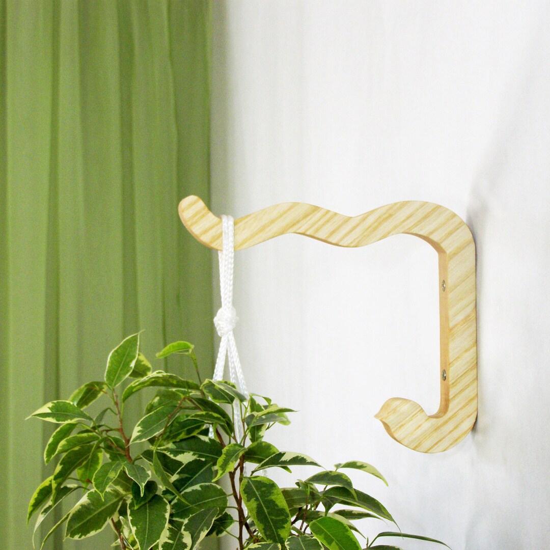 Planter Wall Hook, Macrame Hanging Plant Hooks, Minimalist Wooden ...