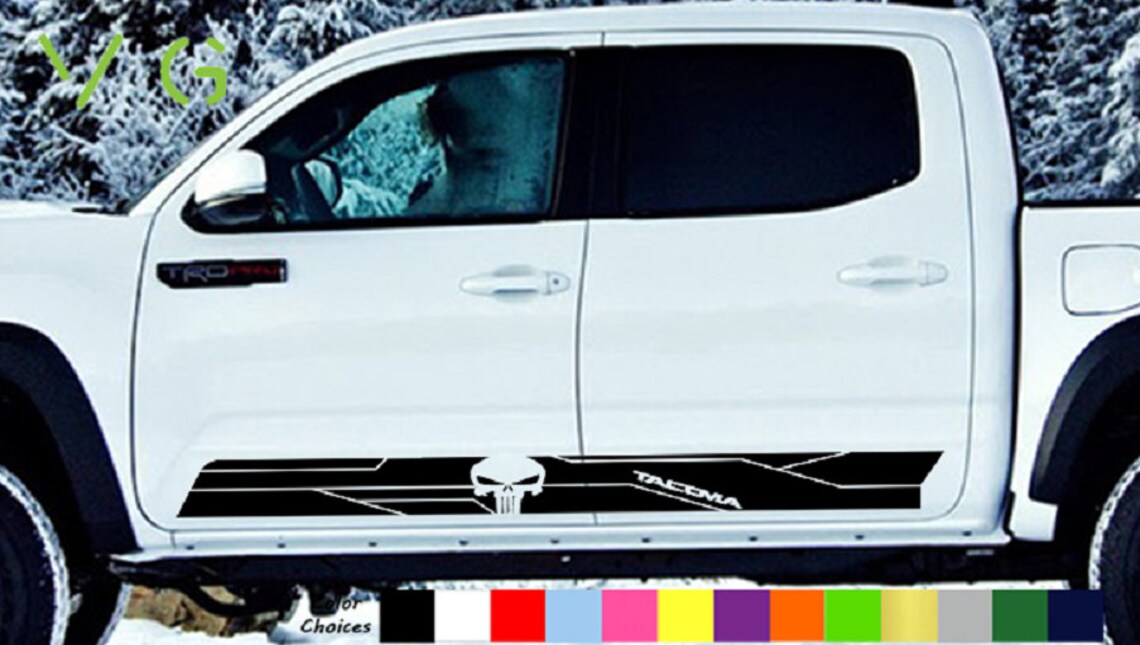 Toyota Tacoma Punisher Skull Vinyl Side Decal Sticker Graphics Kit X2 ...