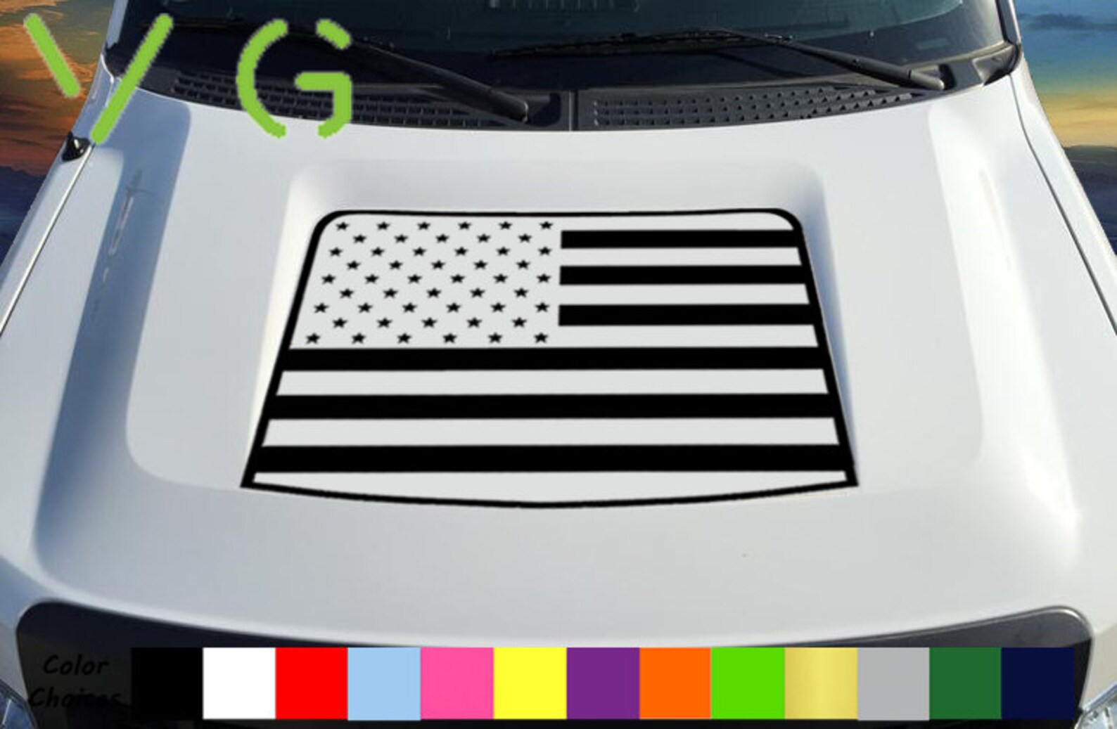 Ford F150 F-150 Hood Decal Sticker Graphics Kit American Flag USA ...
