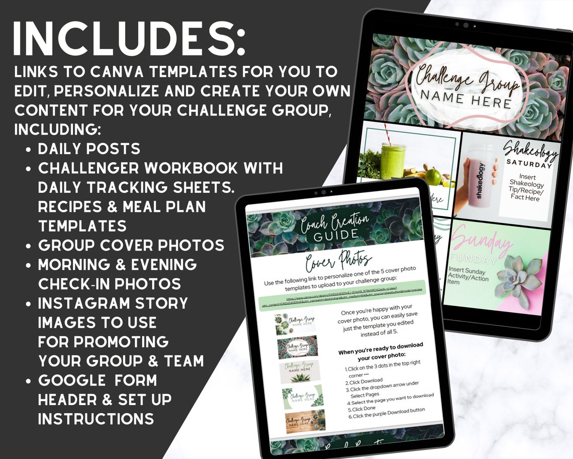 Fully Editable Challenge Group Template Bundle, Canva, Customizable ...