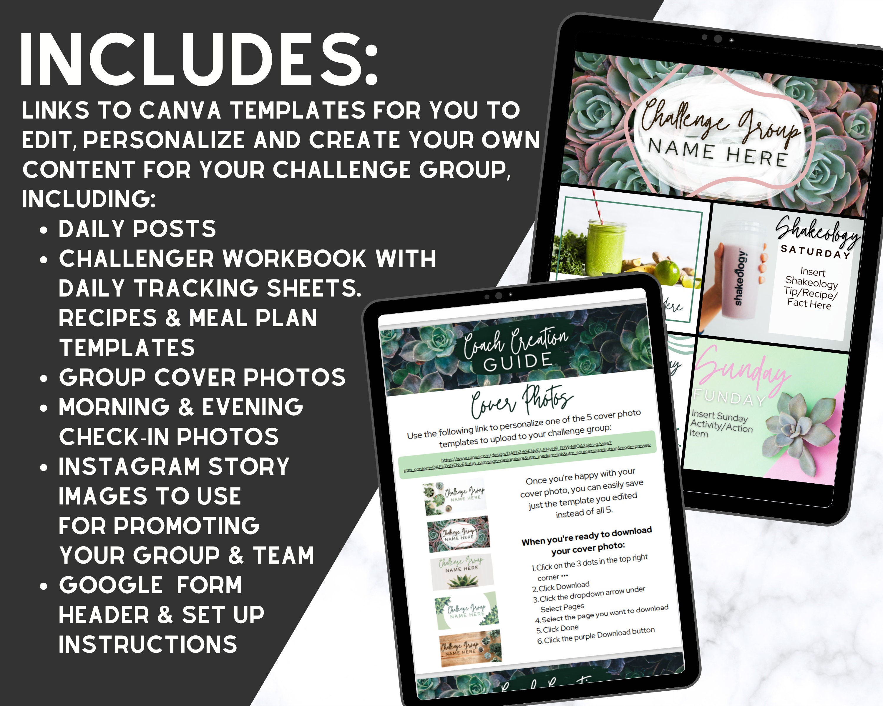 Fully Editable Challenge Group Template Bundle, Canva, Customizable ...