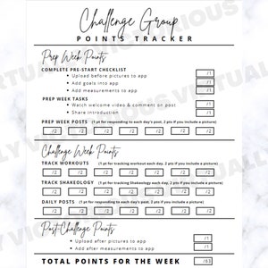 Points Tracker Bundle for Challenge Groups, Accountability, Wellness ...