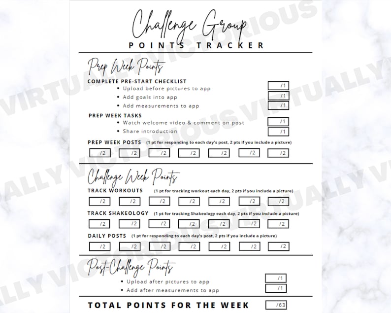 Points Tracker Bundle for Challenge Groups, Accountability, Wellness ...