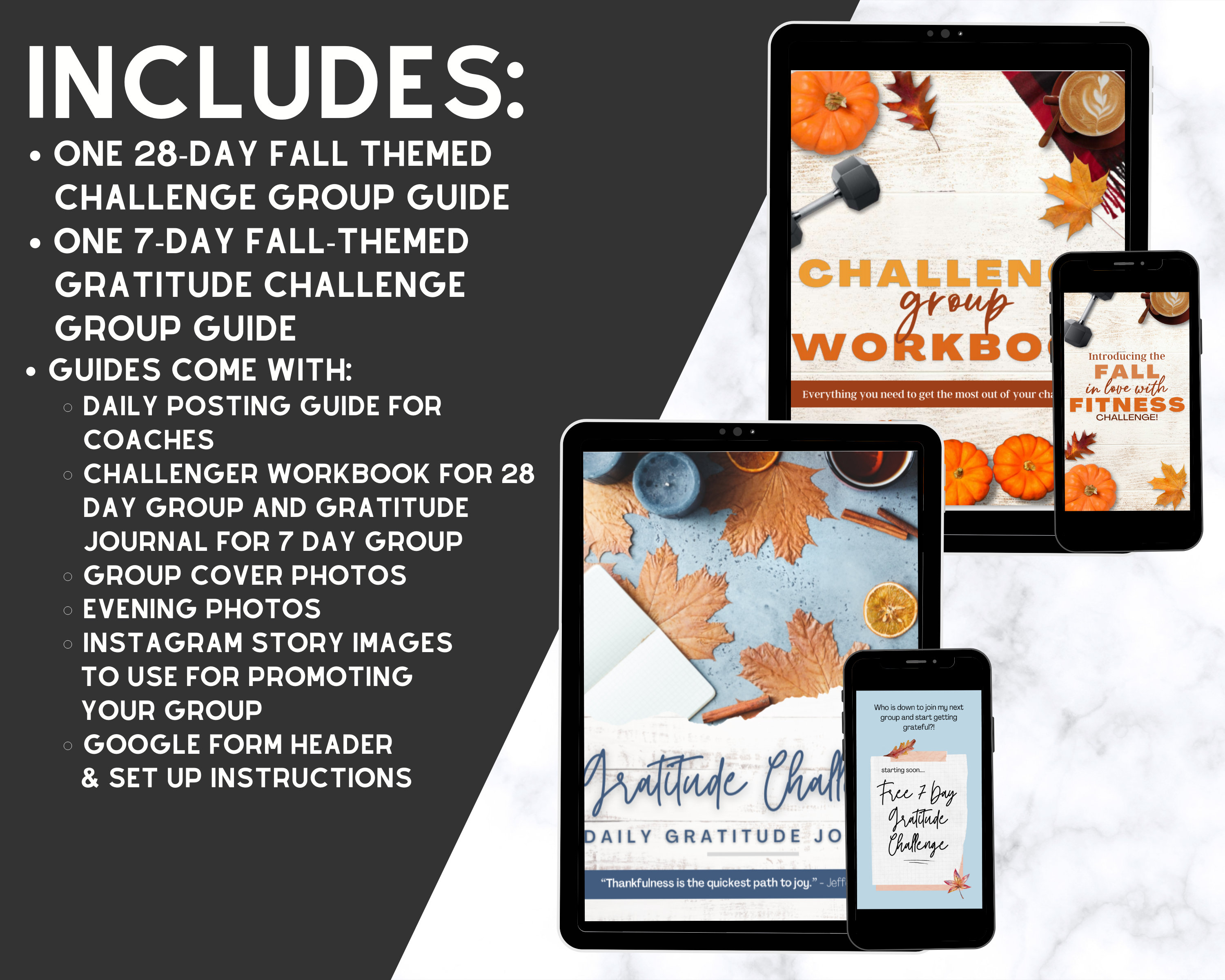 Fall Gratitude Challenge Group Guide Bundle, September, October ...