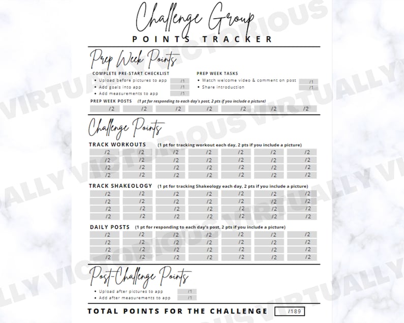 Points Tracker Bundle for Challenge Groups, Accountability, Wellness ...