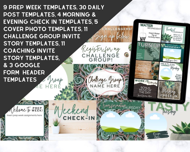 Fully Editable Challenge Group Template Bundle, Canva, Customizable ...