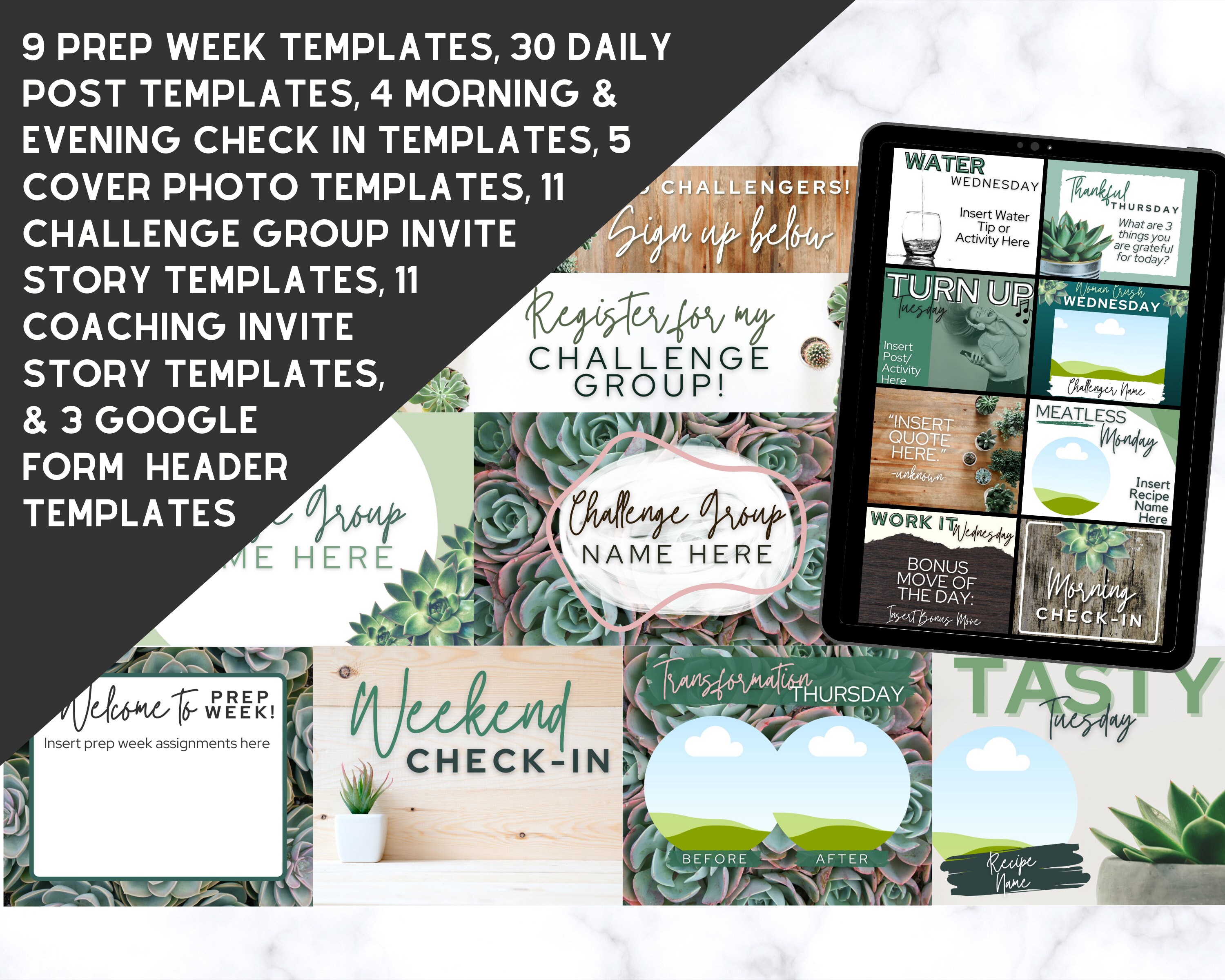 Fully Editable Challenge Group Template Bundle, Canva, Customizable ...