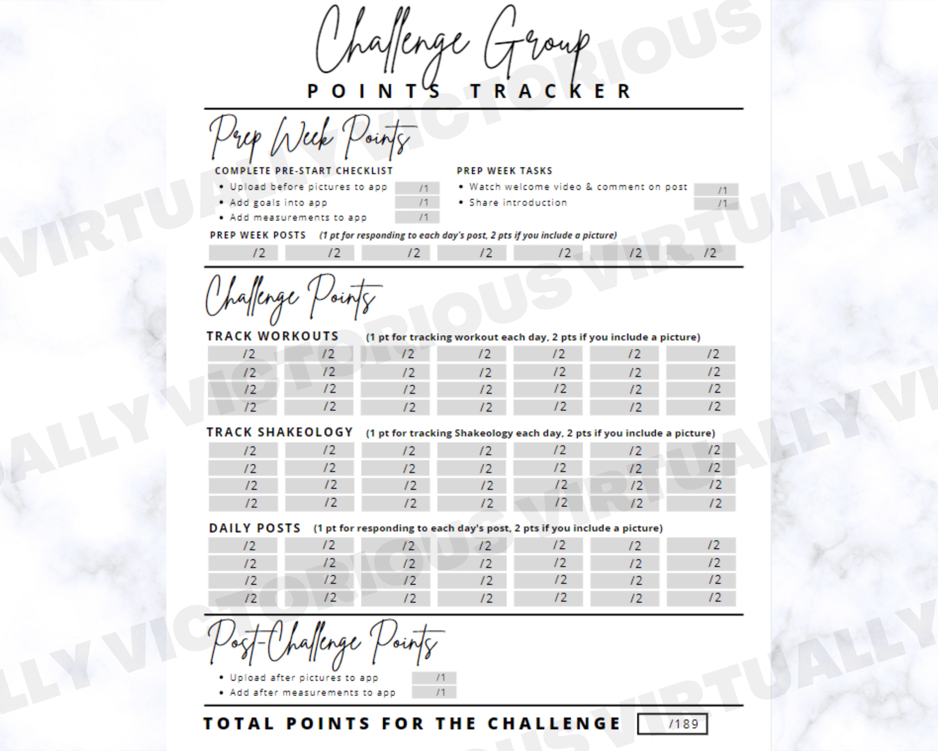 28 Day Challenge Group Points Tracker, Accountability, Wellness Group ...