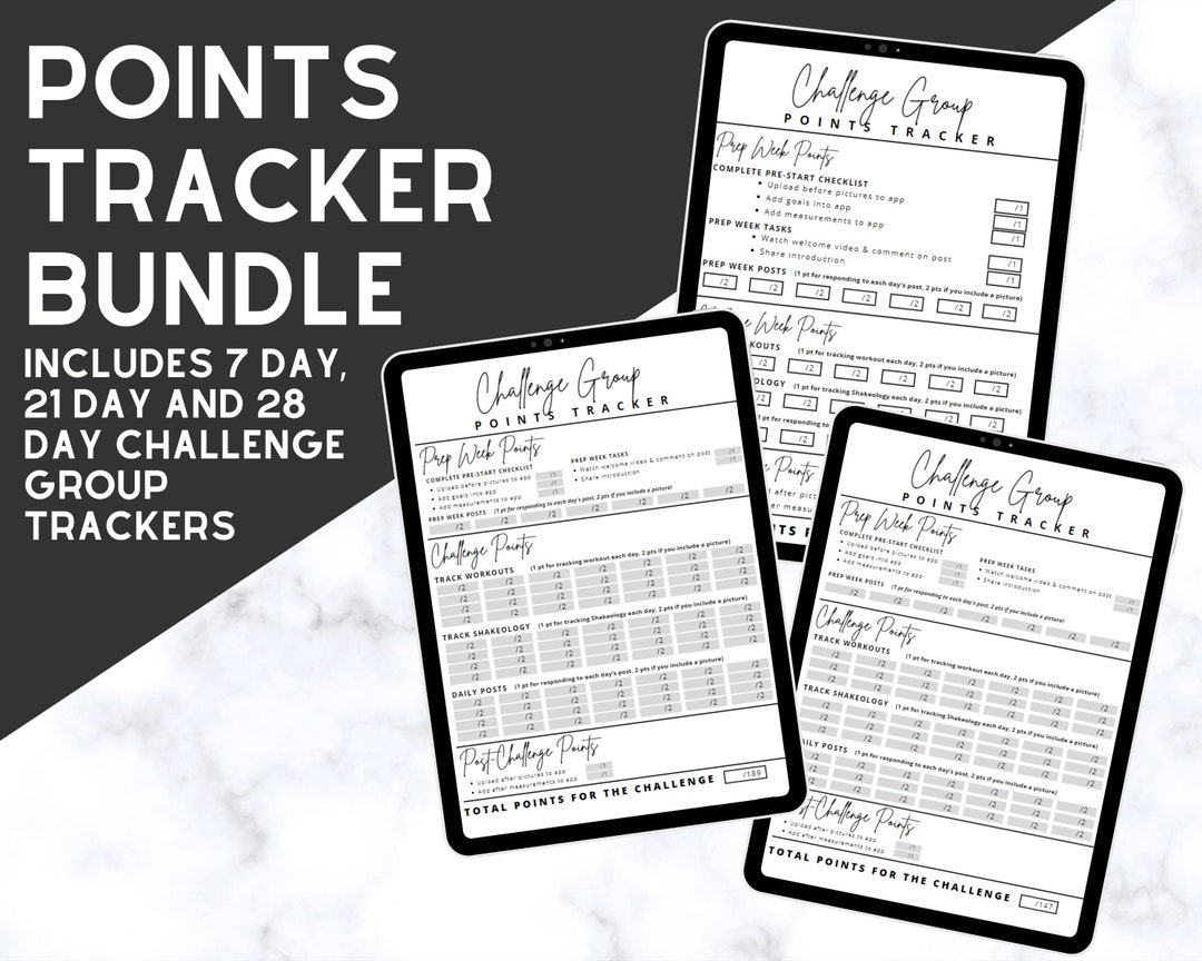 Points Tracker Bundle for Challenge Groups, Accountability, Wellness ...