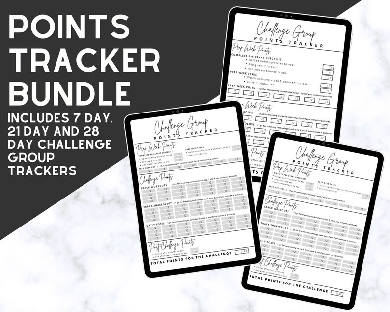 Points Tracker Bundle for Challenge Groups, Accountability, Wellness ...