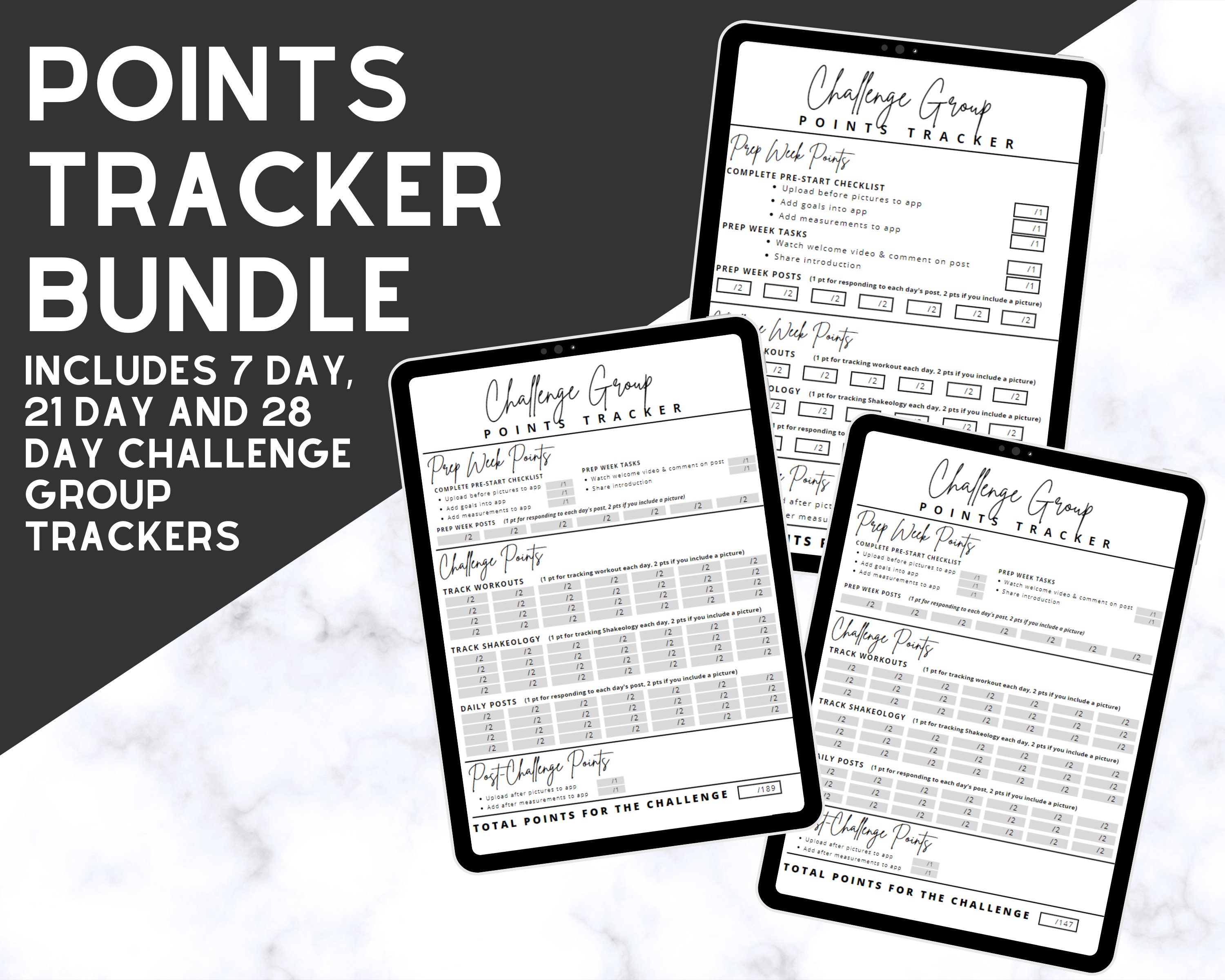 Points Tracker Bundle for Challenge Groups, Accountability, Wellness ...