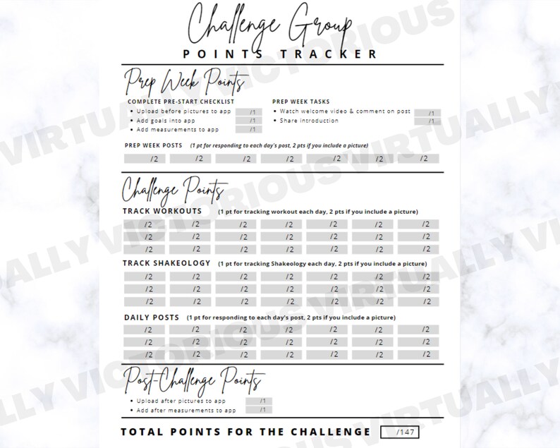 Points Tracker Bundle for Challenge Groups, Accountability, Wellness ...