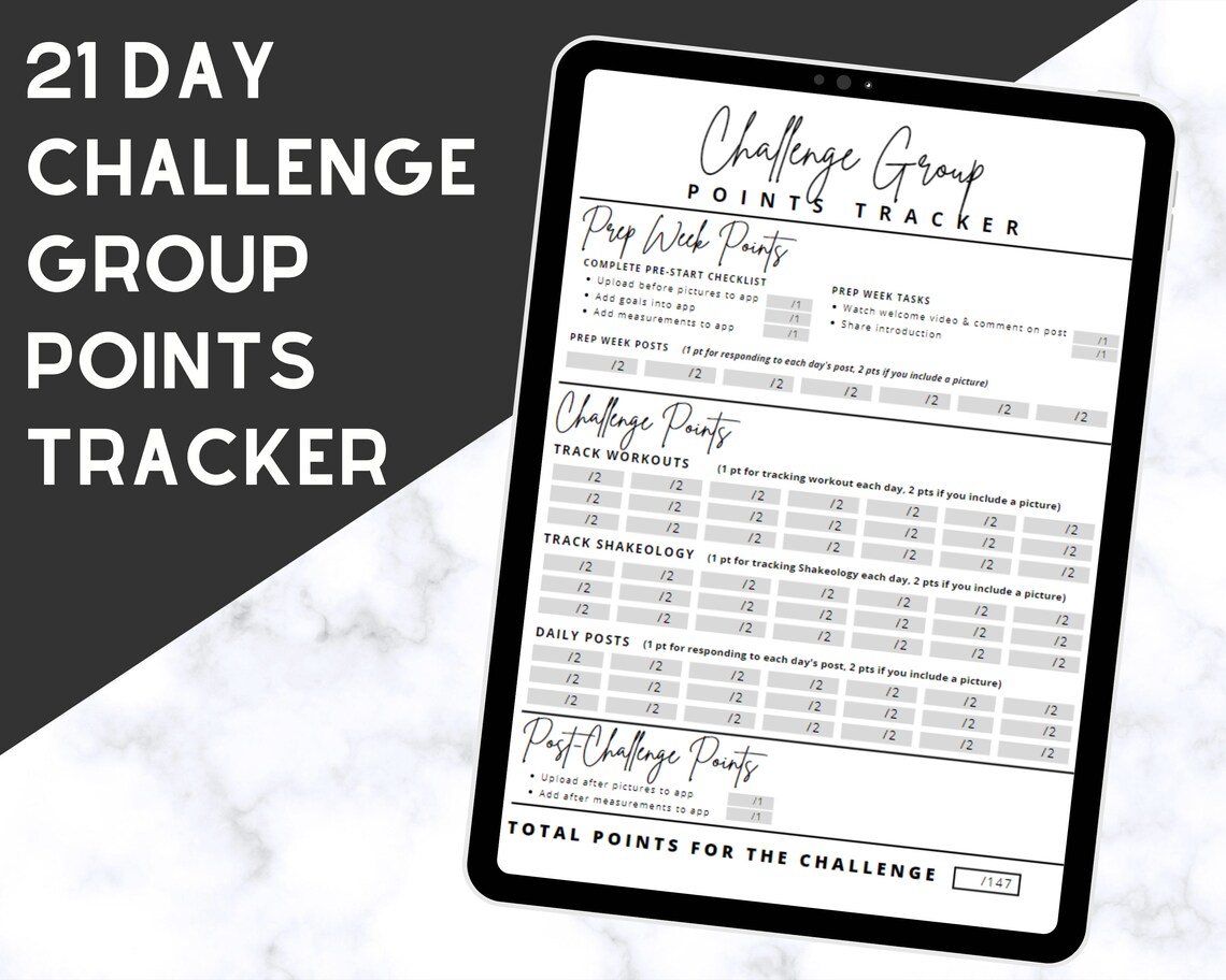 21 Day Challenge Group Points Tracker Accountability - Etsy