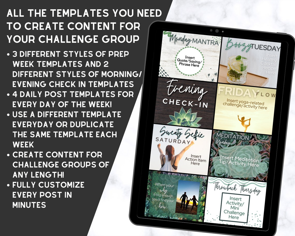 Fully Editable Challenge Group Template Bundle, Canva, Customizable ...