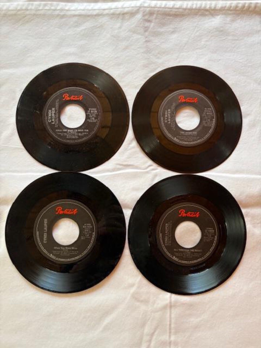 Vintage Cyndi Lauper Four Pack of 45 Rpm Vinyl Records - Etsy