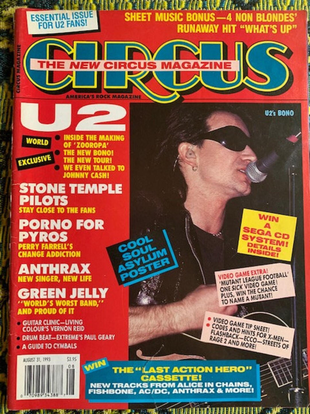 Circus Magazine August 31, 1993 U2, Stone Temple Pilots, Anthrax. Green Jelly - Etsy