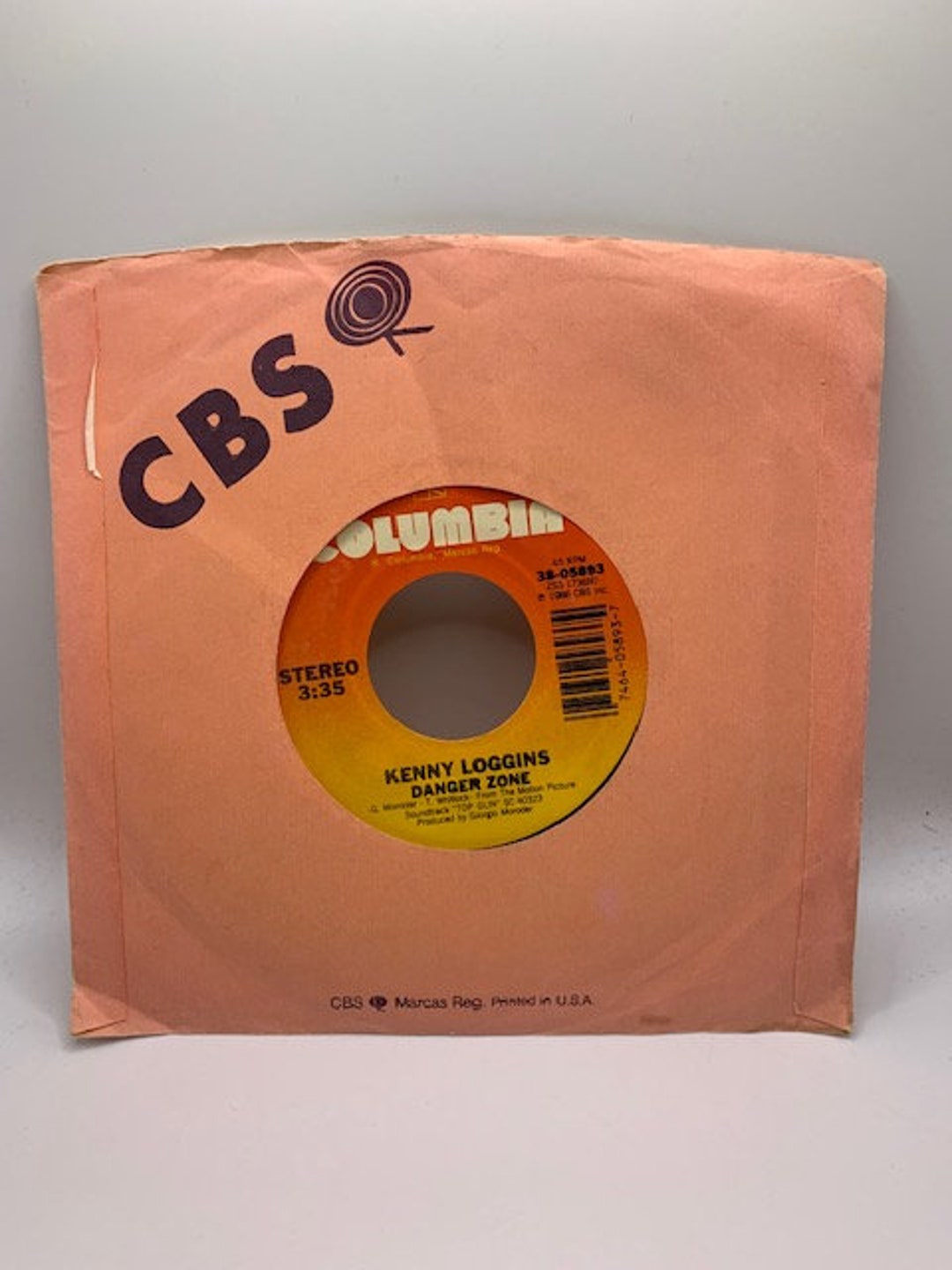 Kenny Loggins danger Zone 45 RPM Record - Etsy
