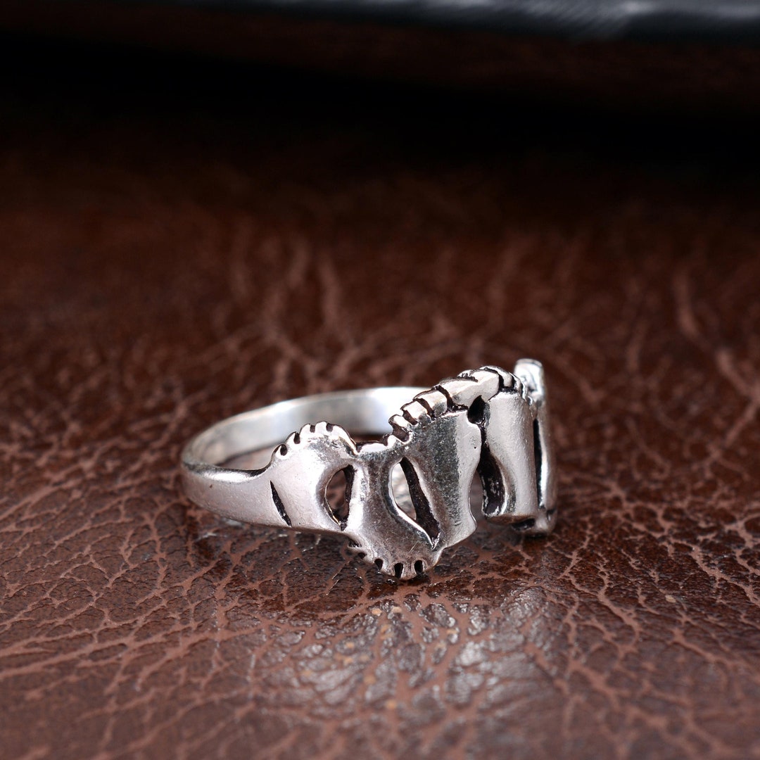Handmade Brass Footprint Ring: Boho Statement Jewelry - Etsy