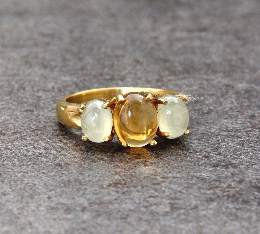 Handmade Brass Gemstone Ring: Boho Chic Multi Stone Statement Ring - Etsy
