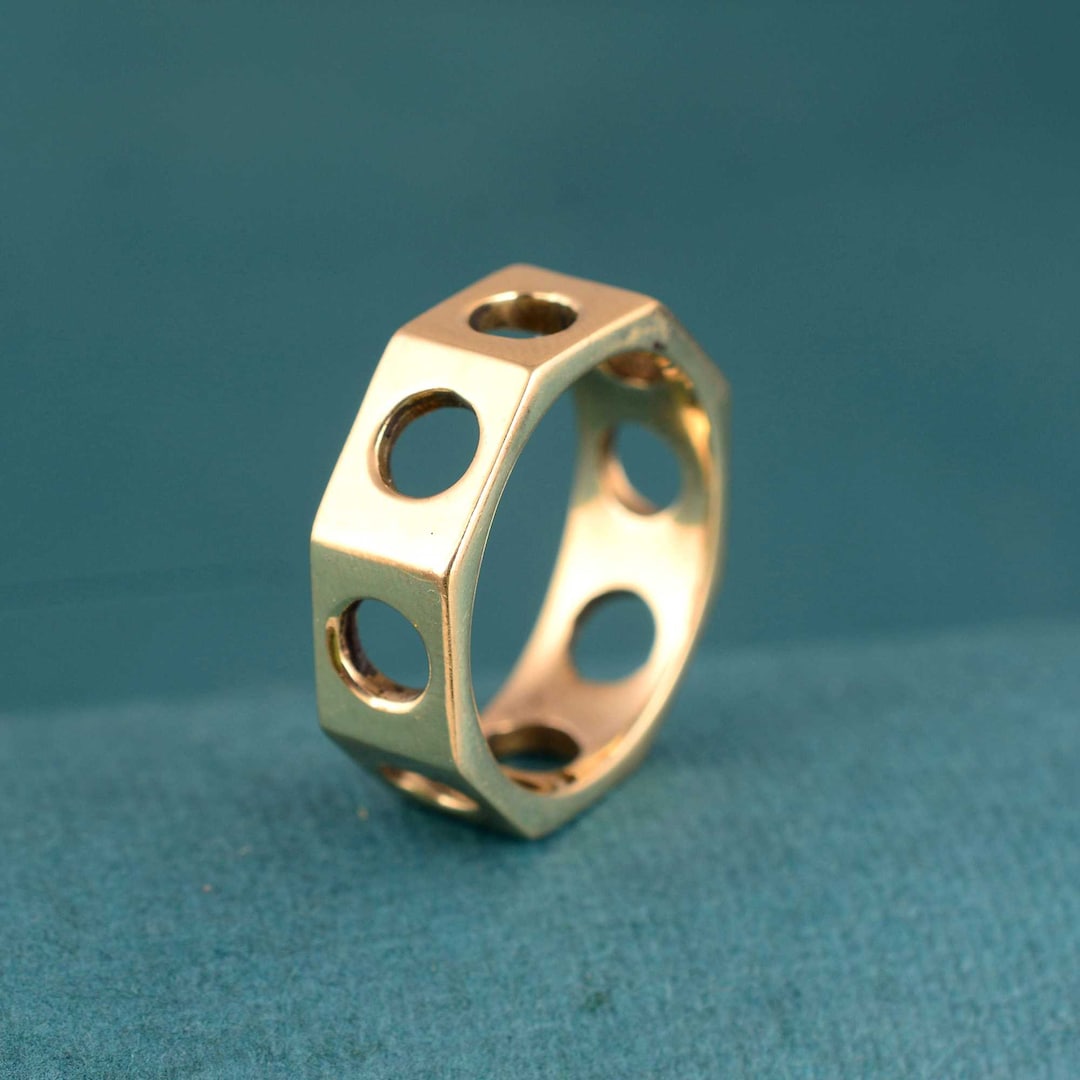 Octagon Bolt Band Ring/dainty Ring/promise Ring/handmade Ring/unique ...