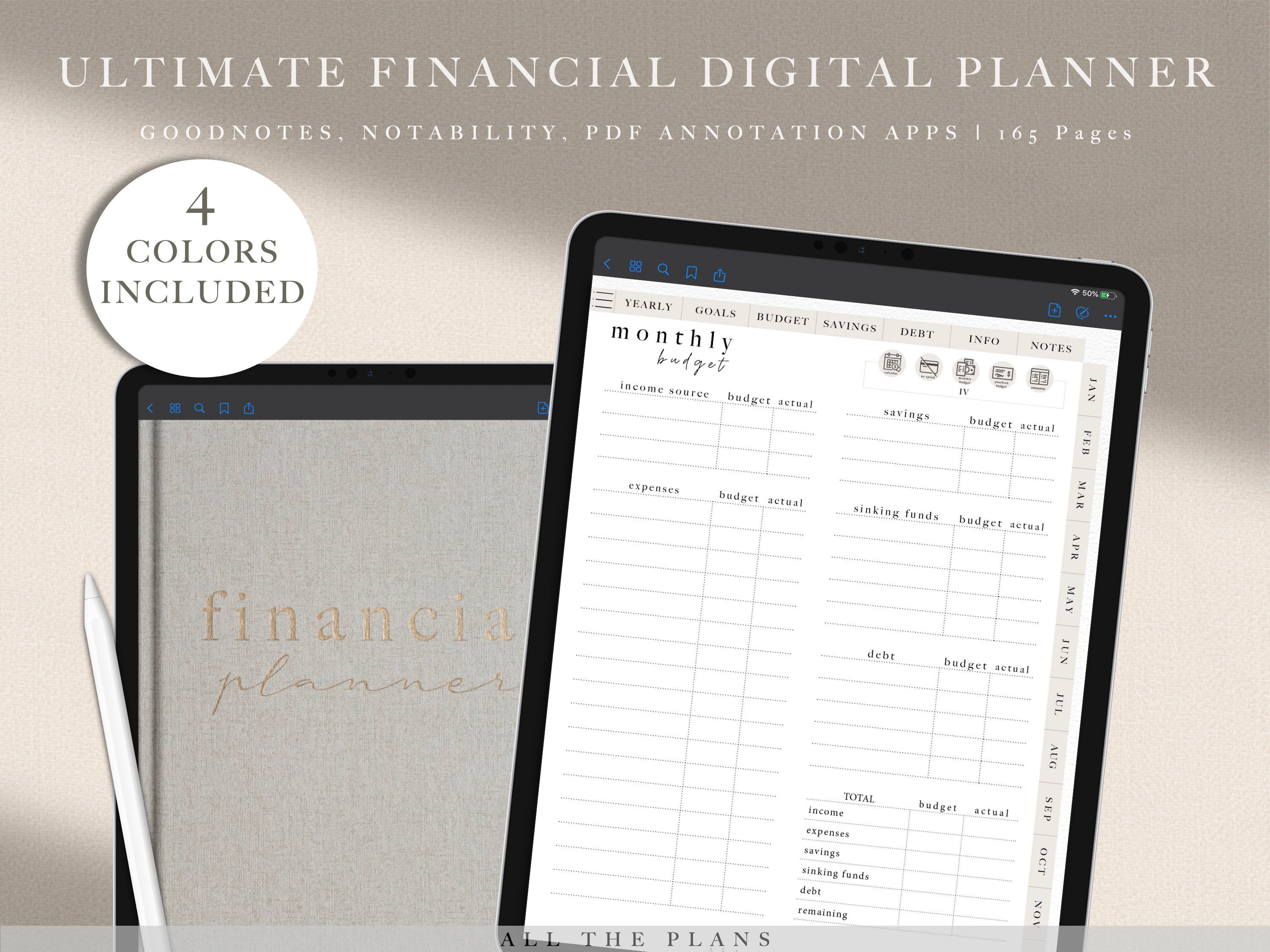 Digital Financial Planner Financial Planner Finance | Etsy