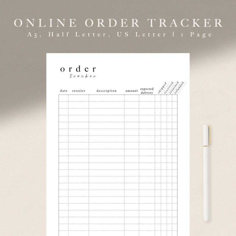 Order Tracker Planner Printable Online Order Tracker | Etsy