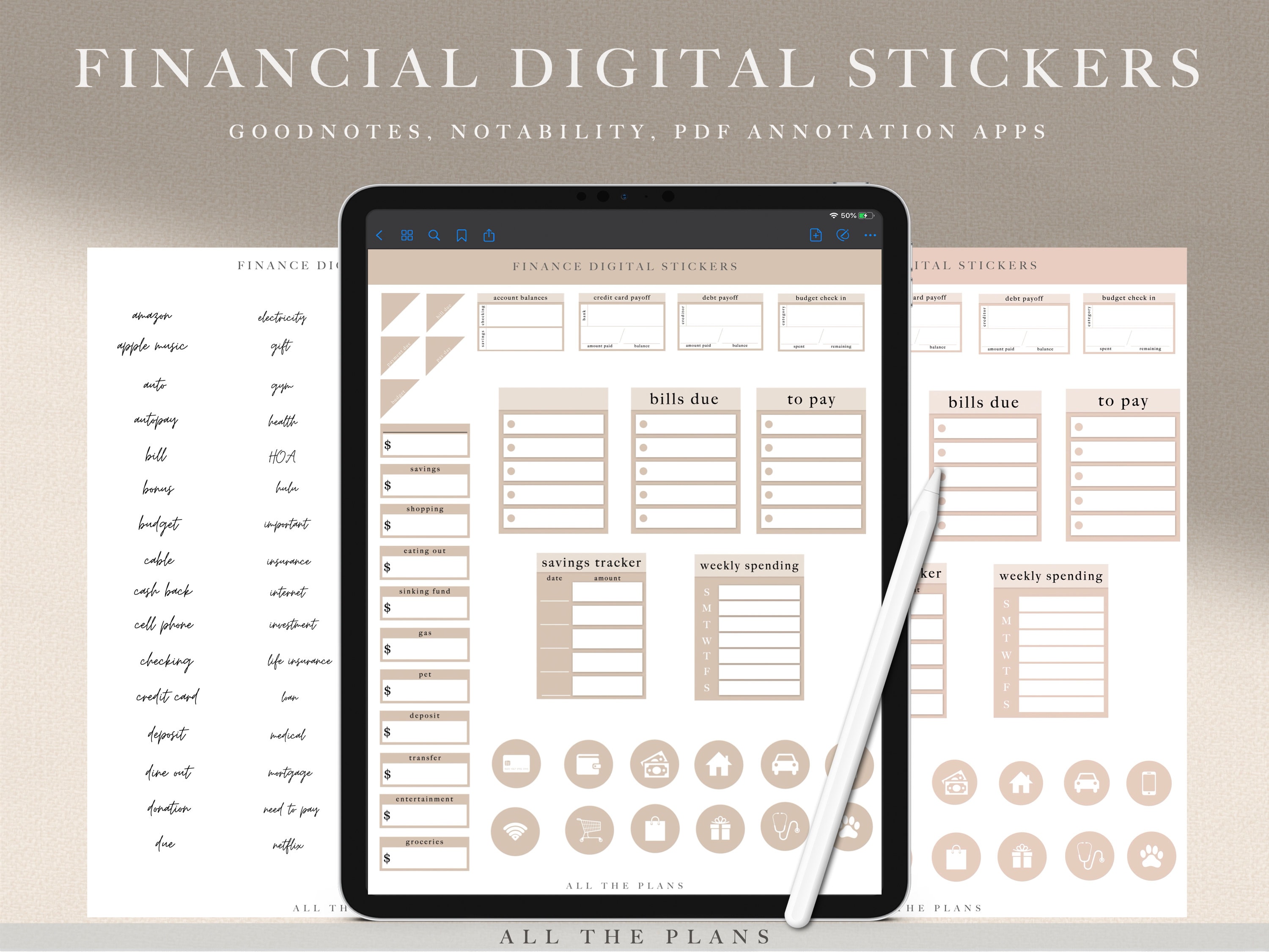 Financial Digital Stickers Financial Planner Stickers | Etsy