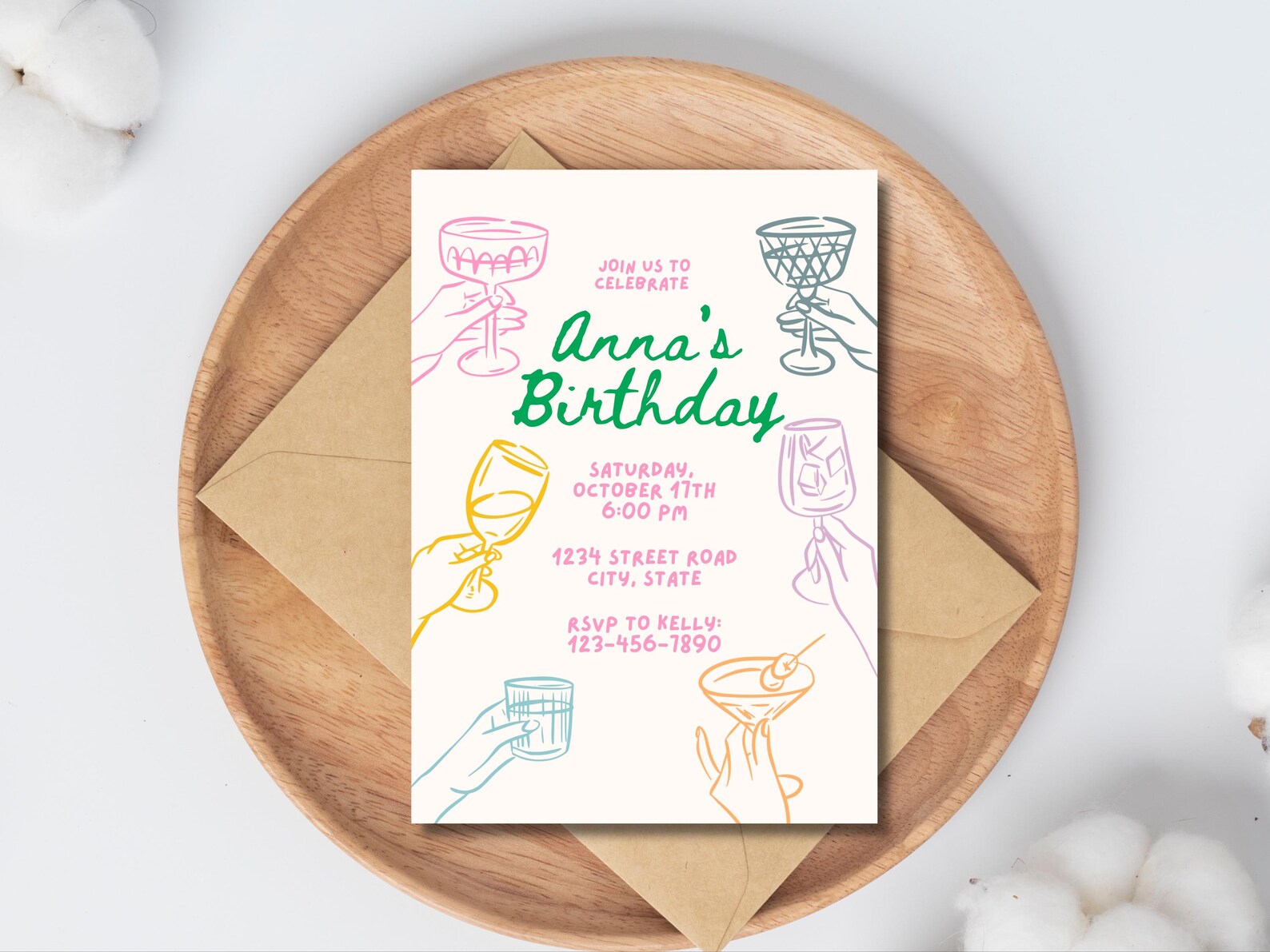 Cute Girly Birthday Party Invitation Trendy Chic 5x7 Double-sided ...