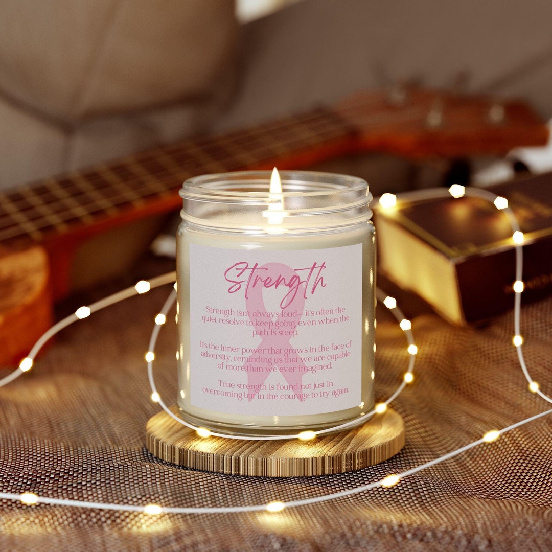Strength Candle - Breast Cancer Pink Ribbon, Motivational Inspirational ...