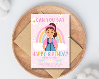 Ms. Rachel Themed Birthday Party Invitation 5x7 Double-sided Design ...