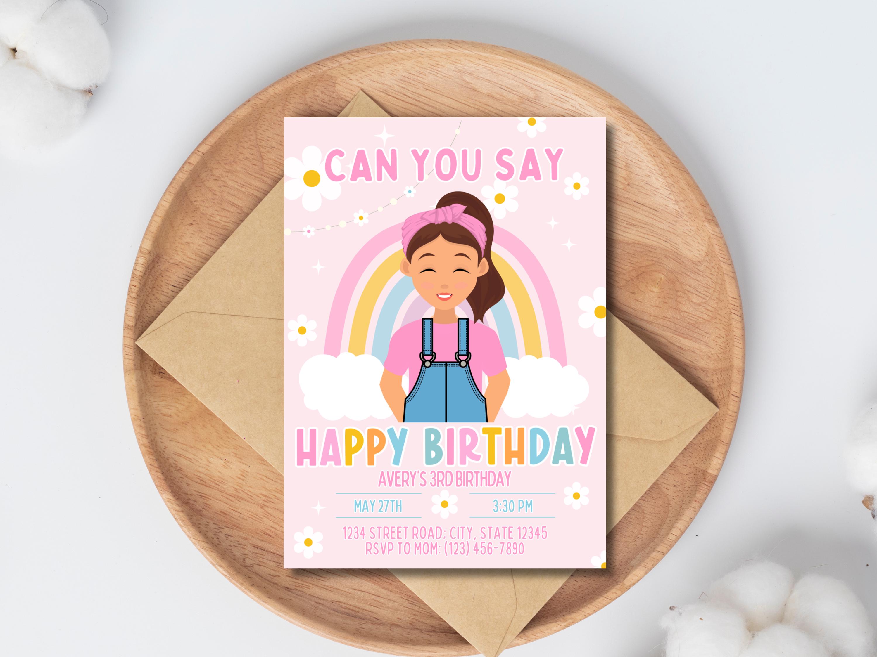 Ms. Rachel Themed Birthday Party Invitation - 5x7 Double-sided Design ...