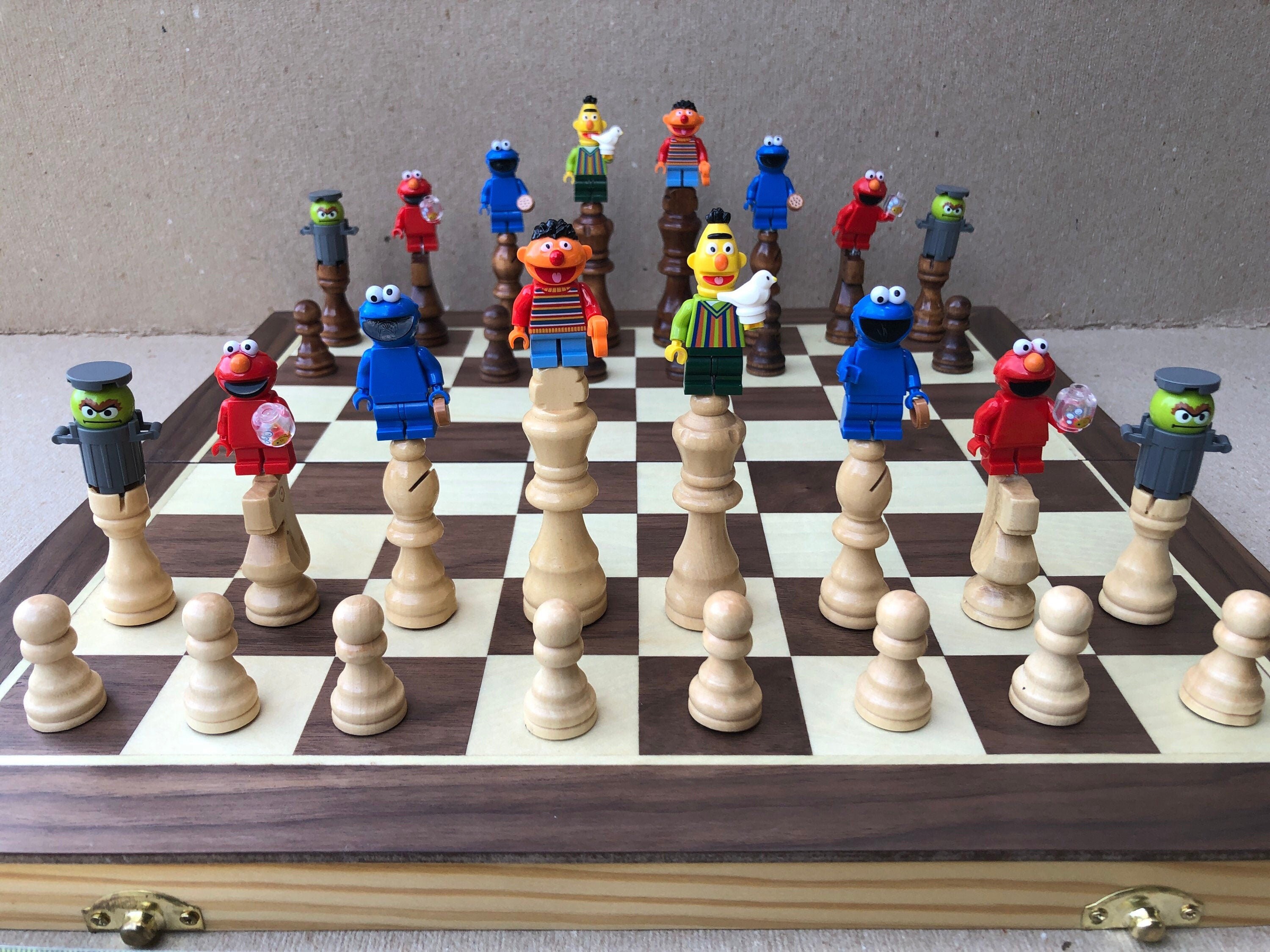 Sesame Street Block Chess Set - Etsy