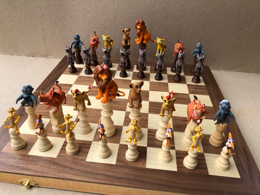 Magnetic Felt Lined Lion King Chess Set - Etsy